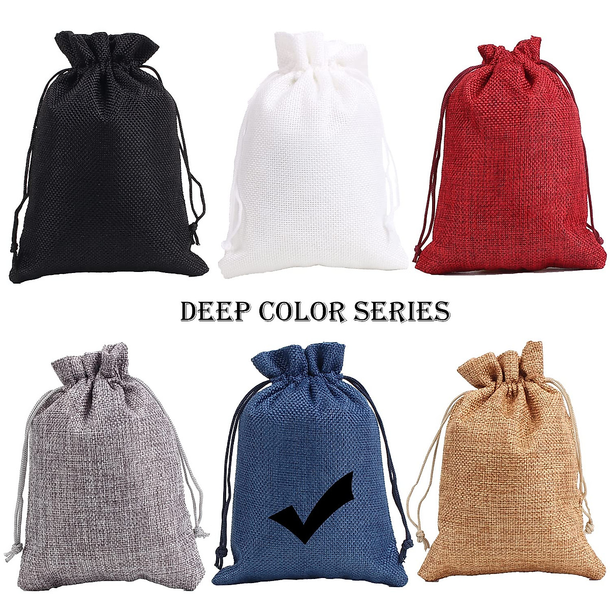 YANGBOYY Burlap Bags, 25 Packs 5''x7'' Burlap Drawstring Gift Bag Party Favor Pouch Linen Jewelry Pockets for Christmas Thanksgiving Easter Valentine's Day Presents Arts Crafts (5''x7'', Navy Blue)