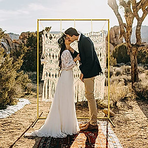 Metal Wedding Arches for Ceremony,Square Balloon Arch Frame Stand,6.6x6.6FT Wedding Arch for Birthday Garden Weddin Metal Arch Backdrop Stand (Gold)