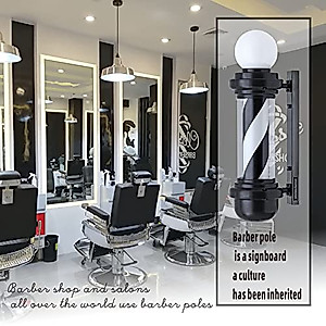 precious harvest Barber Pole 26.8 in,LED Light Source,Upper Luminous,Black and White Barbershop Rotating Light Fixture, Classic Signs for Hair Salon,Wall Mount