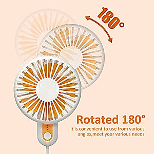 Coolfor Handheld Fan,USB Rechargeable Hand Fan with 2000mAh Battery Operated Small Fan with 3 Adjustable Speeds,180°Rotation Foldable Mini Fan for Office Desktop Picnic Shopping and Travel（White