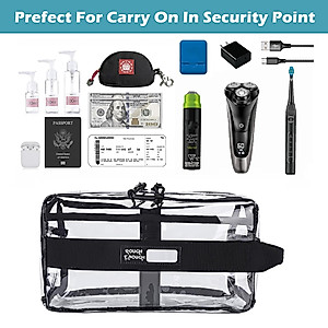 Rough Enough Clear Toiletry Bag Travel Makeup Cosmetic Bags Organizer Case for Toiletries with Zipper Pockets and Handle