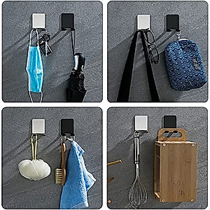 Waterproof Razor Holder for Shower,Adhesive Hooks Heavy Duty Stick on Wall Hooks Towel Hooks Door Hooks Stainless Steel Plug Hooks Adhesive Holders for Hanging Clothes Kitchen Bathroom Hook 2 Pack