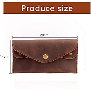 Vintage Men's Wristlet Handbags,Hand-Made Large-Capacity Leather Clutch,Ultra-Thin Wallet