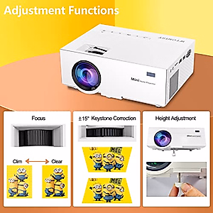 Projector Mini,WTONISY 2023 Newest Mini Projector with Tripod,10000 Lumen Movie Projector,Portable Outdoor Projector Built-in Speaker,Compatible with TV Stick,HDMI,PS4,iOS,Android Phone