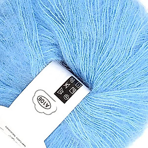 Soft Mohair Pashm Knit Angora Long Wool Yarn, Durable and Anti Pilling,Various Color, Hand Washable, Great for Scarves, Shawls, Sweaters, Hats, Shoes, Seat Cushions (08 Light Blue)