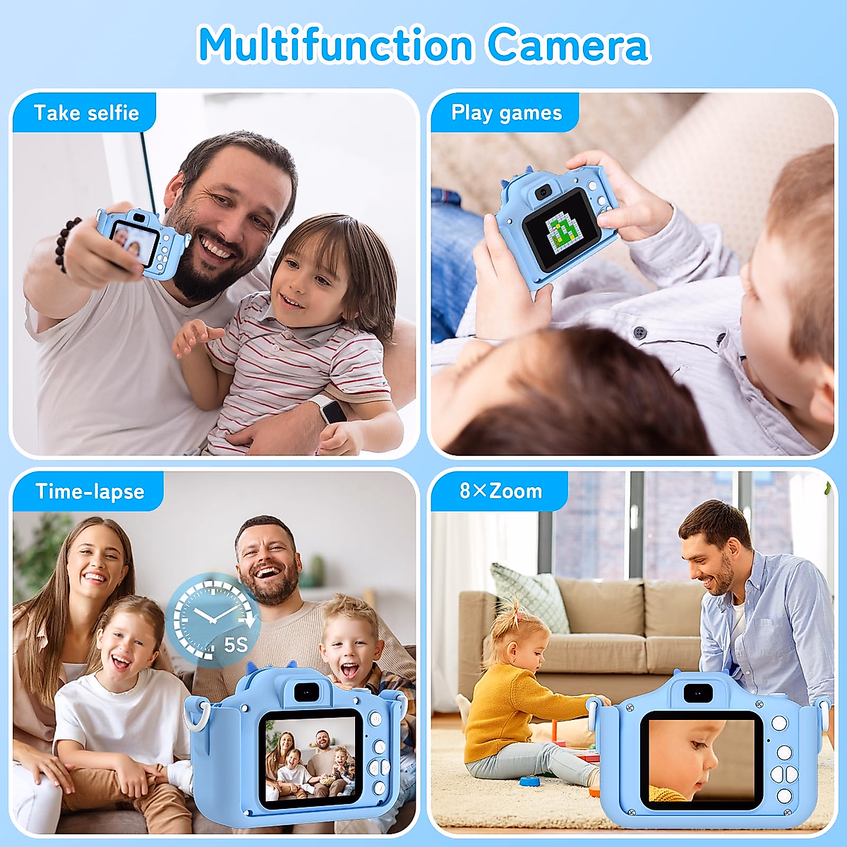 MIBIO Upgraded Kids Camera, 48MP HD Digital Selfie Camera for Toddlers, 1080p Video Camera for Kids, Christmas Birthday Gifts Toys for Boys Girls for Age 3 4 5 6 7 8 9 10 11 12 Years Old - 32 GB Card
