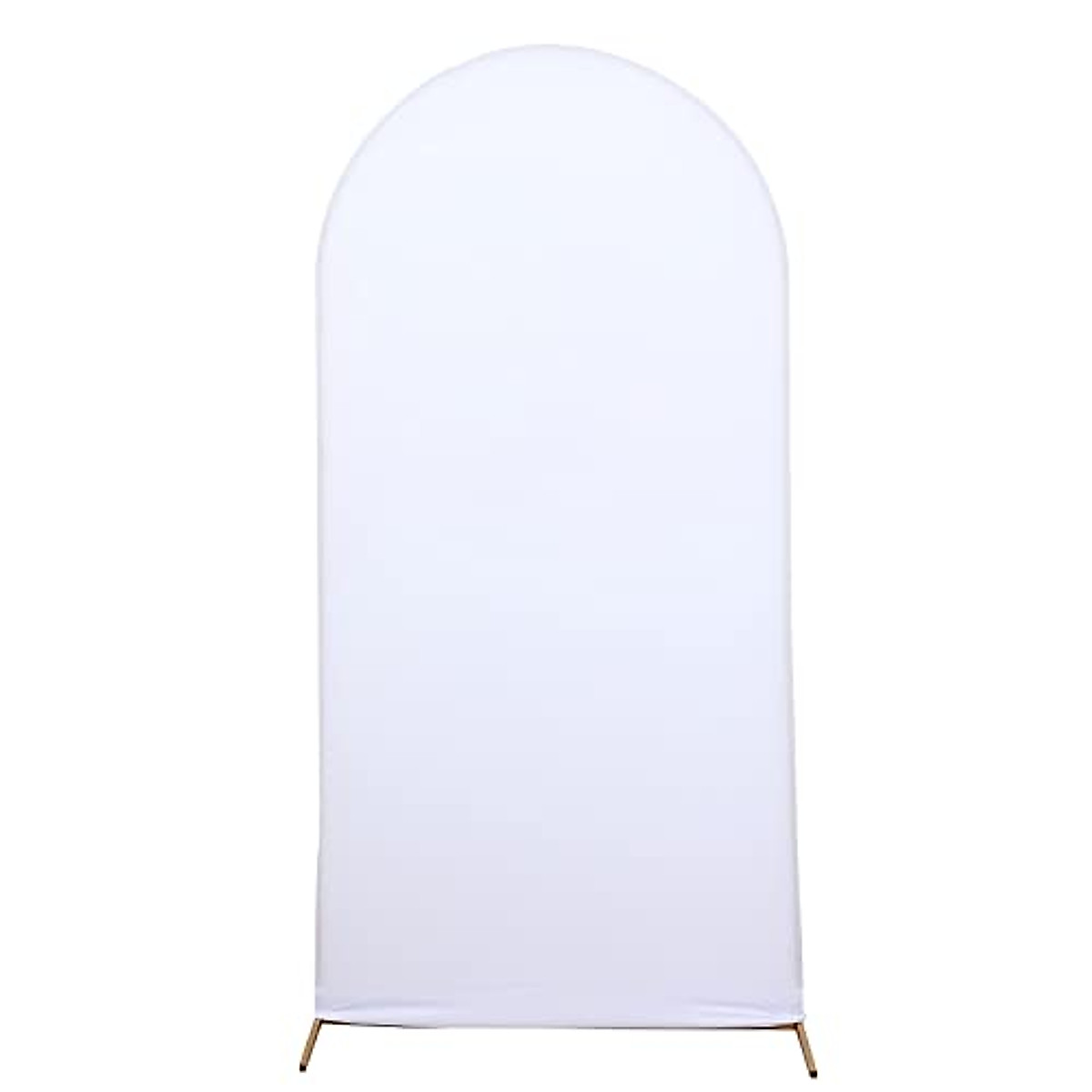 Efavormart 6ft White Spandex Fit Round Top Backdrop Frame Stand Cover, 2-Sided Wedding Arch Cover