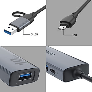 Onten USB 3.2 GEN 2 4 Ports 10G HUB-USB C 4 Ports 10G HUB. Aluminum USB&USB C with USB 3.2 GEN 2 Speed and 4.5W Charging.Compatible with Mac OS iPad OS,Windows,Android,and Linux.