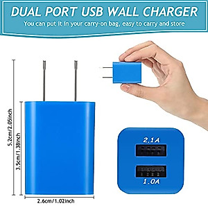 12 Pieces Dual Port USB Wall Charger USB Charger Adapter Quick Charger Cube 2.1A USB Charger Wall Plug Charging Block Replacement for Most Smartphones and Tablets (Multiple Colors)