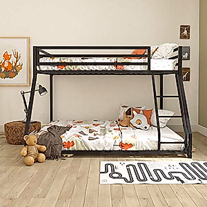 DHP Miles Metal Bunk Bed, Black, Twin over Full 77.5 inch L x 56.5 inch W x 54 inch H