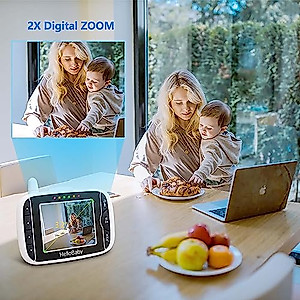 HelloBaby Video Baby Monitor with Camera and Audio - 3.2Inch Baby Camera Monitor IPS Display, Baby Monitor No WiFi, Two-Way Audio, VOX Mode, Infrared Night Vision, Temperature Monitoring, Lullaby