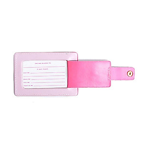 Ban.do Getaway Suitcase Tag for Travel, Pink Durable Vegan Leather Luggage Identifier, I'm Outta Here