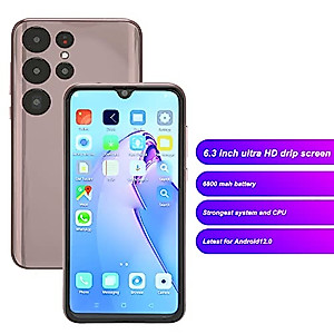 Yunseity Unlocked Smartphone, S22 Ultra 6.3in HD Screen 5G WiFi Cellphone, 4GB RAM 64GB ROM 128GB Expandable, MTK6889 10 Core CPU, 6800Mah Battery, 16MP 8MP Cameras