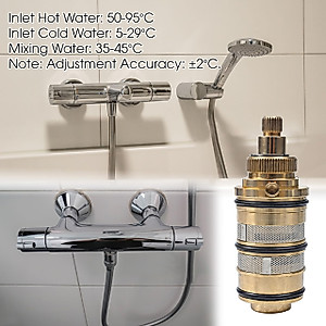 Shower Mixer Cartridge, Thermostatic Mixing Valve Spool Faucet Replacement Parts for Water Temperature Valve Mixer, Copper Brass Thermostat Adjust Bath Tap Repair Kit Assembly