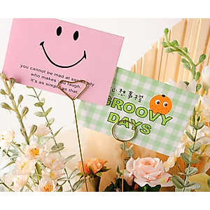 20 Pcs Golden Metal Wire Floral Place Card Holder Flower Picks Sticks Clip Round Photo Memo Note Holder Picks Clay Cake Accessories for Wedding Birthday Party(13 Inch)