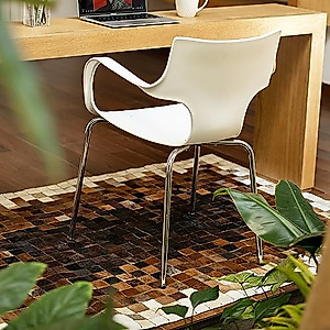 FOTA 100% Genuine Leather Cowhide Patchwork Area Rug Cow Skin Soft Hair Suede Carpet Throw Real Natural Pattern Cowhides Rustic Barn House Decor Western Southern Boho (Black Center Mix, 4' x 3')