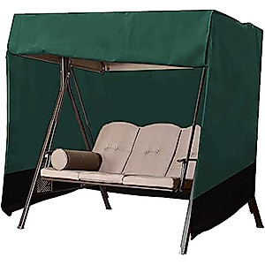 Swing Cover 3 Seater Outdoor Swing Covers for Outdoor Furniture Patio Swing Cover Durable Hammock Outdoor Swing Glider Cover 87x49x67 inches All Weather Protection (Green)