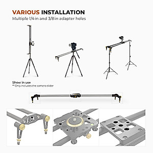 LimoStudio (Upgraded) 47 in Carbon Fiber Camera Slider / 120cm Dolly Track Rail, Smooth Bearing Stabilizer, Height Adjustable, Spirit Level, AGG1982