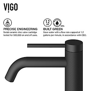 VIGO Madison 8'' H Single Handle Single-Hole Bathroom Faucet in Matte Black-VG01044MB