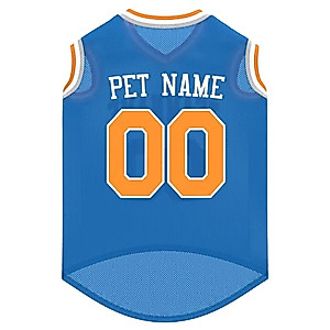 Custom Pet Basketball Jerseys for Dog & Cat,Personalized Pets Basketball Jersey Shirt with Name Number,Basketball Team Clothes (New York Blue)