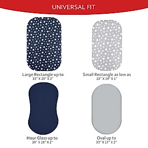 Bassinet Sheets Set 4 Pack for Baby Boy, Universal Fit for Oval, Hourglass and Rectangular Mattress, Navy