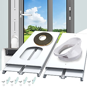 gulrear Portable air Conditioner Window kit Universal Portable AC Window Vent kit with 4 Plates Seamless Slot Style Portable ac Window kit Adjustable Length from 20" to 62" Suit for 5.0" Exhaust Hose