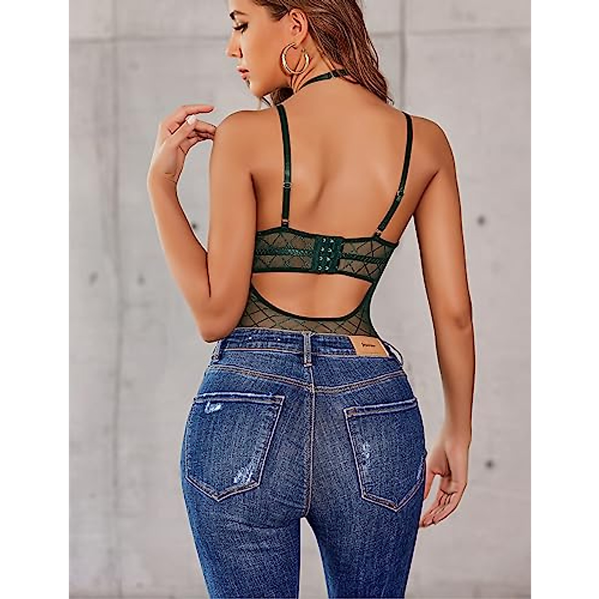 Avidlove Lingerie for Women Floral Lace Snap Crotch Teddy Bodysuit One Piece Teddies Babydoll