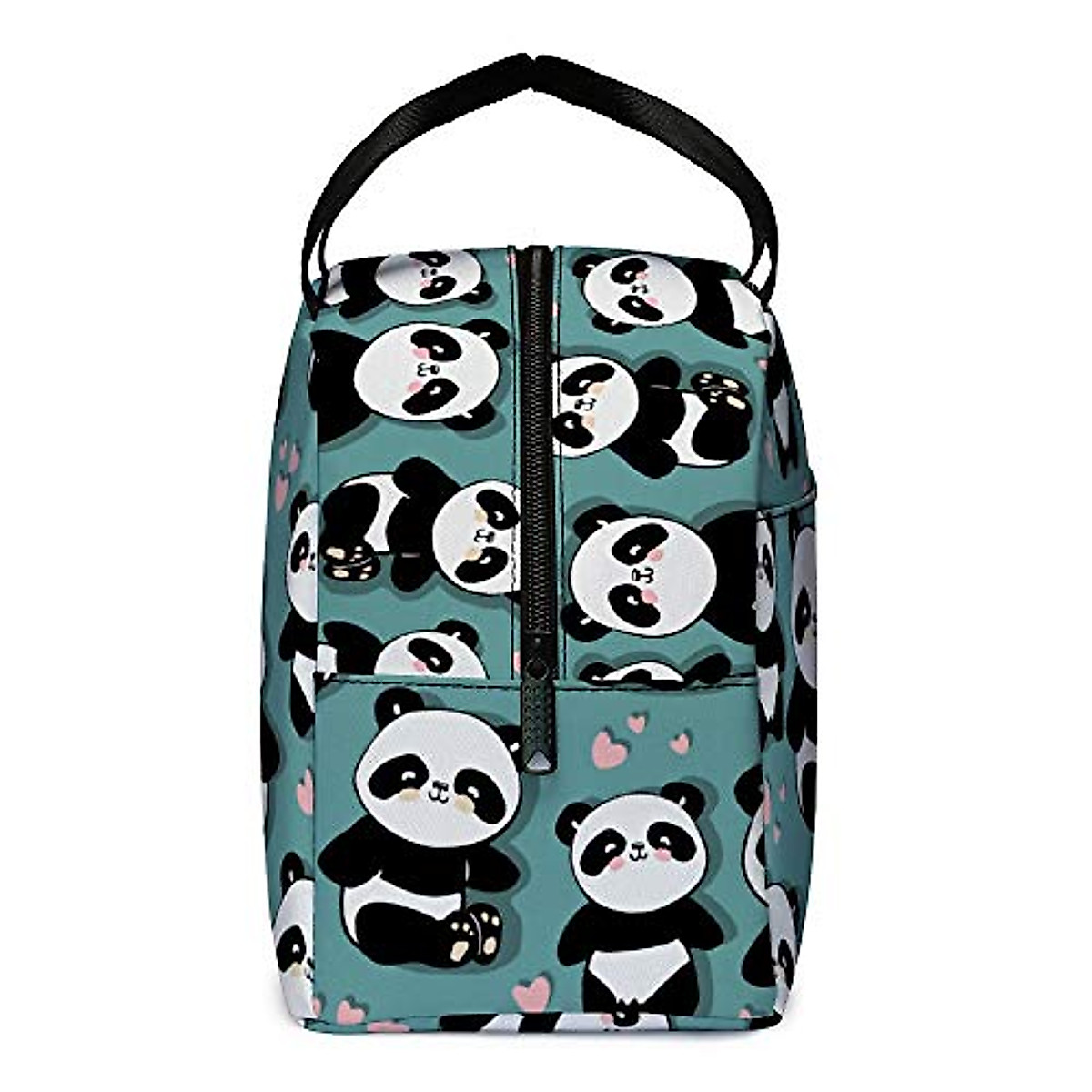 Panda Lunch Bag, Cute Kids Insulated Lunch Box Reusable Cooler Tote Bag Multi-functional School Lunch Container for Teen Boys Girls (Teal)