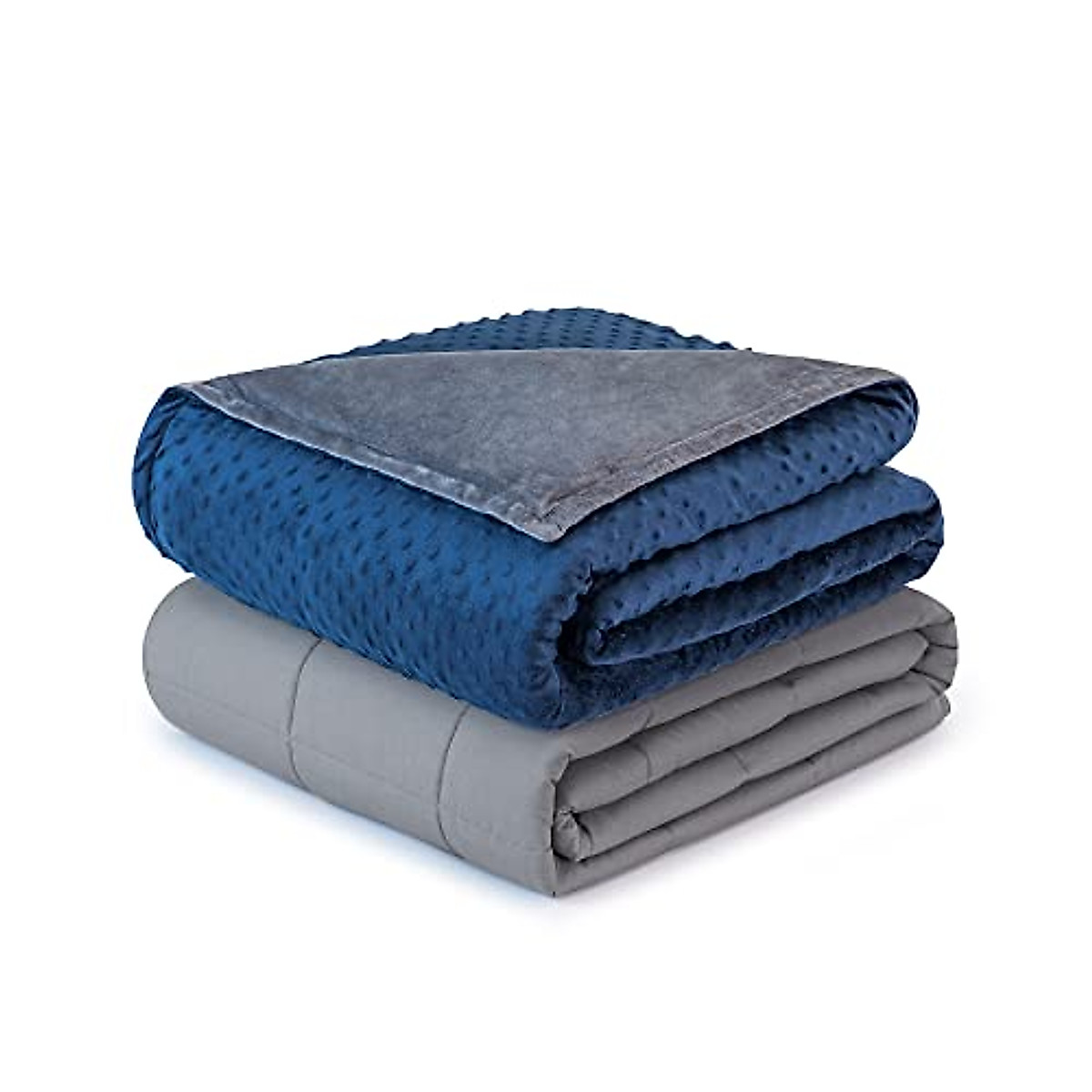 ART DEMO Home Weighted Blanket Heavy Hugging Warm Blanket, with Removable Cover, 12lb, Twin Size Bed 48''×72'' for Individual Between 110-140 lbs, Navy (WB-TWIN-NV-12LB)