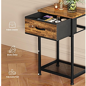 Kitstorack Night Stands Set of 2,End Tables with Drawer for Bedroom Side Table for Home, Small End Table Brown Wood Night Stand Bedroom Nightstands Bedside Table Set of 2 Bedroom Furniture