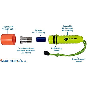 Sirius Signal F1-CR123 80 Lumen Floating IP68 Waterproof LED Flashlight with Lanyard