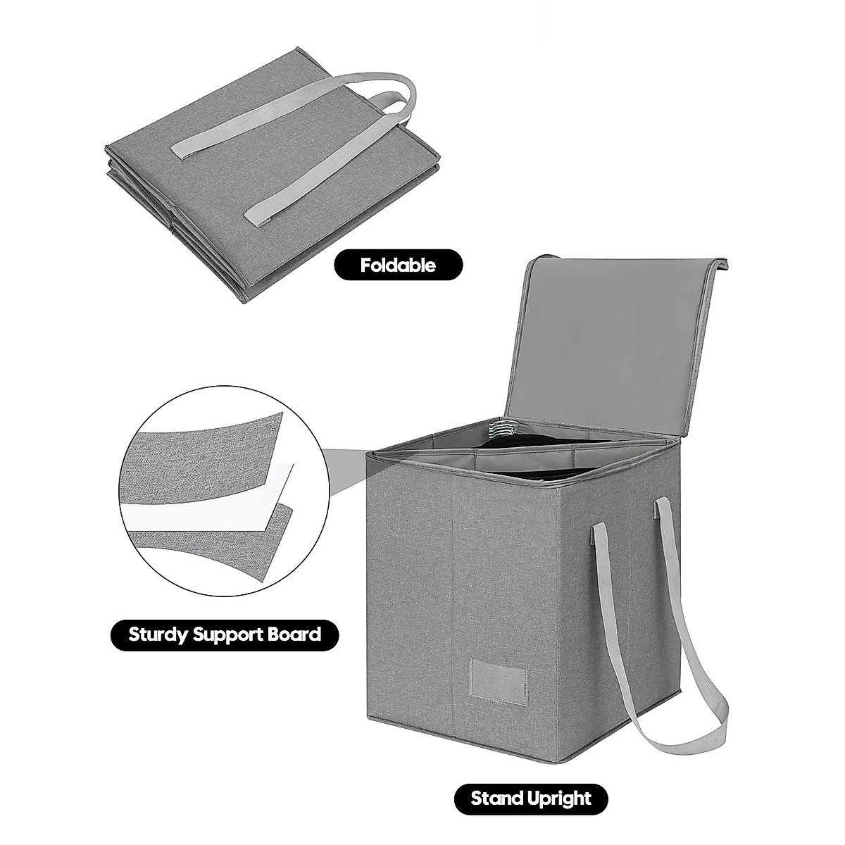 Qozary Clothes Hanger Organizer Bag-Rigid Hanger Storage Containers with Lid for Dustproof, Large Hanger Holder, Sturdy Hanger Caddy Organizer Box with Handle-Keep Hangers Separate