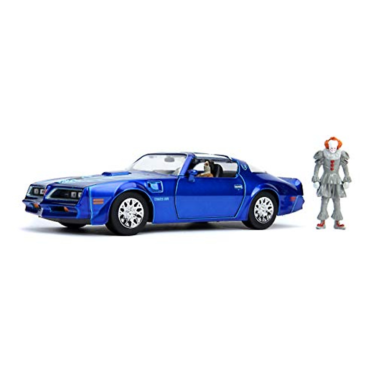 Jada Toys Hollywood Rides It Chapter Two Pennywise & Henry Bower's Pontiac Firebird, 1: 24 Blue Die-Cast Vehicle with 2.75" Die-Cast Figure