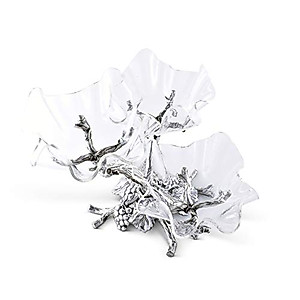 Arthur Court 3-Tiered Acrylic Bowl Stands Grape Pattern Sand Casted in Aluminum with Artisan Quality Hand Polished Tarnish Free Lightweight Serving Bowls 9.5 inch x 12 inch