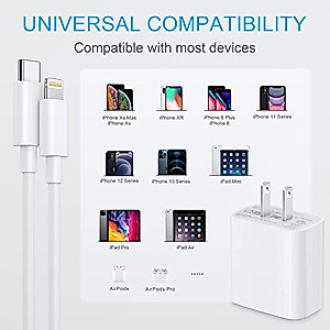 iPhone Fast Charging Block with Charging Cord,[Apple MFi Certified] 20W PD Fast Charger & 6FT USB C to Lightning Cable Compatible with iPhone13/14/14 plus/12/pro/pro max/11/Air pods pro/iPad air