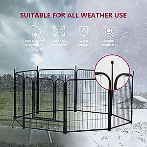 Jhsomdr 40" Height Dog Playpen 8 Panels Heavy Duty Indoor Outdoor Exercise Fence,Foldable Portable Pet Puppy Pen with Lockable Doors for Large Medium Small Dogs