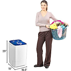 MamaHome DF-X4608-Blue Washing Machine Small Semi-Automatic Compact Washer Spin Cycle Basket, XPB46-1208-Blue, Blue