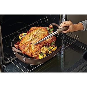 Anolon Advanced Hard Anodized Nonstick Roaster / Roasting Pan Set with Utensils - 16 Inch x 13 Inch, Gray