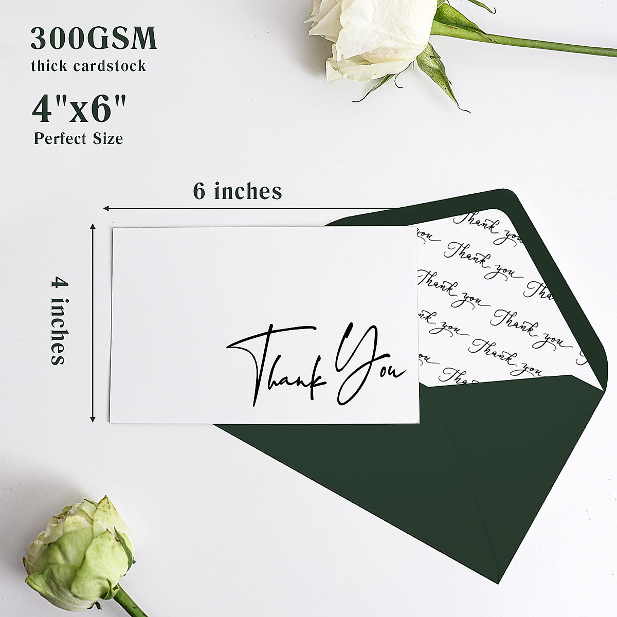 Goefun 144 Thank You Cards with Envelopes Bulk Pack 4×6 Green Blank Thank You Notes, Elegant Designs for Wedding, Baby Shower, Bridal Shower, Small Business, Graduation and Funeral