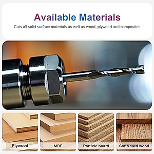 SpeTool Spiral Router Bits with UpCut 1/4 inch Cutting Diameter, 1/4 inch Shank 3 inch Extra Long HRC55 Solid Carbide CNC End Mill for Wood Cut, Carving