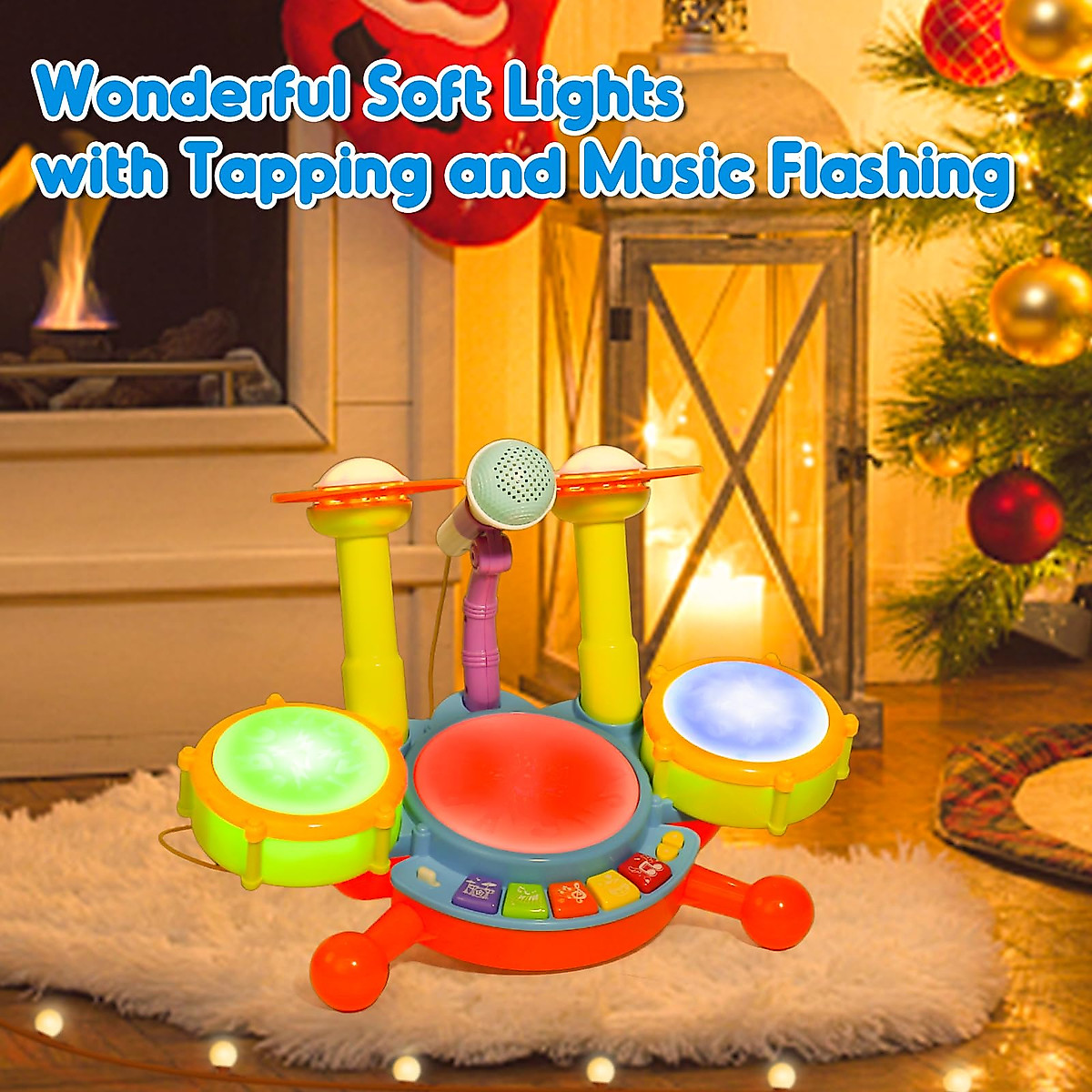 Drum Set for Toddlers 1-3, Toys for 1 Year Old Boy Birthday Gift, Kids Drum Set Musical Toys for Toddlers 1-3, Baby Drum Set with Microphone Toddler Drum for Ages 2-4 Brithday Gifts for Boys Grils
