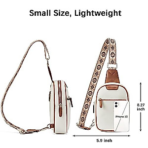 BOSTANTEN Small Sling Bag for Women Crossbody Purse, Leather Crossbody Bags Fanny Pack for Travel, Beige
