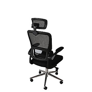 Mesh Ergonomic Swivel Office Chair with Flip Up Arms and Lumbar Support, High Back Desk Chair, High Adjustable Headrest, Tilt Function, Computer Chair, Executive Chair for Home Office(Black)