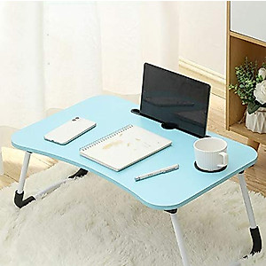 Lap Desk with Storage Drawer, Cup and Phone Holder, Laptop Bed Tray Table, 23.6" Foldable Laptop Desk, Laptop Stand for Working, Writing, Gaming and Drawing (23", Blue)
