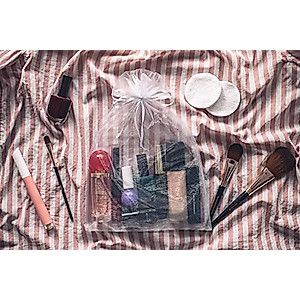 CREATIVE ORGANZA Bags 100Pcs 8x12 inch Large White Gift Pouch with Satin Drawstring Wedding Party Favors Jewelry Cosmetics DIY