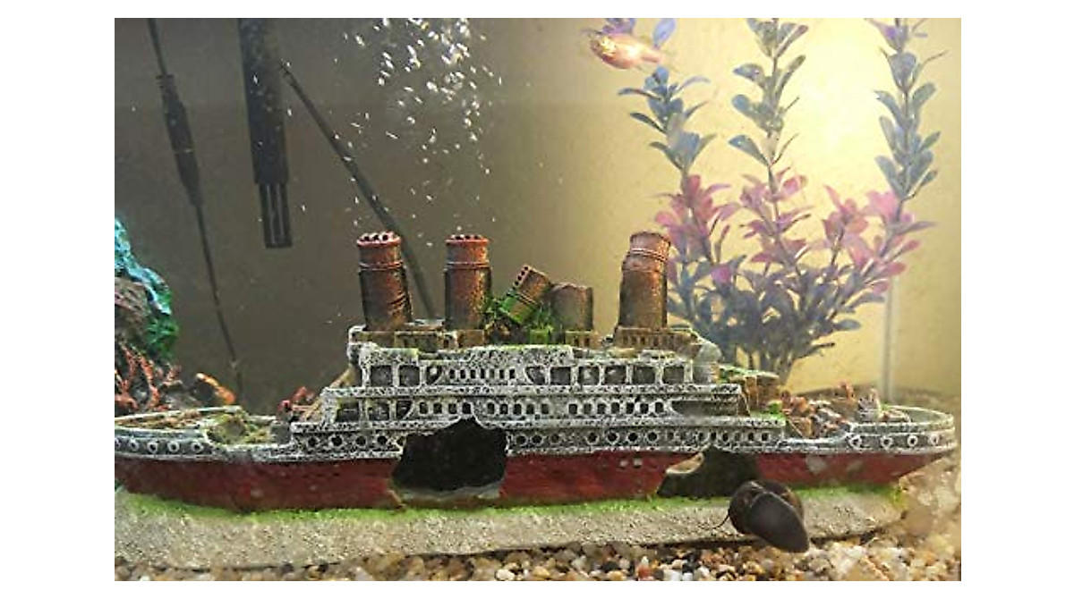 SLOCME Aquarium Titanic Shipwreck Decorations - Fish Tank Resin ...