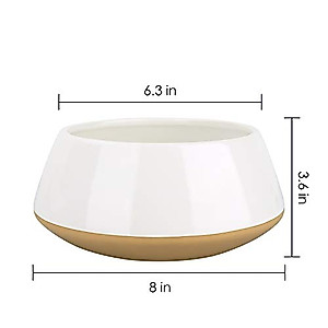 LA JOLIE MUSE Large Succulent Planter Plant Pots, Ceramic Indoor Outdoor Garden Pot with Drainage for Plant Flower, 8 Inch, Sandy Beige & White