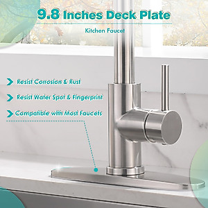 Kicimpro Faucet Plates to Cover Holes Stainless Steel Brushed Nickel Deck Plate for 1 or 3 Hole Bathroom or Kitchen Sink Faucet 9.8 Inch Round Faucet Escutcheons
