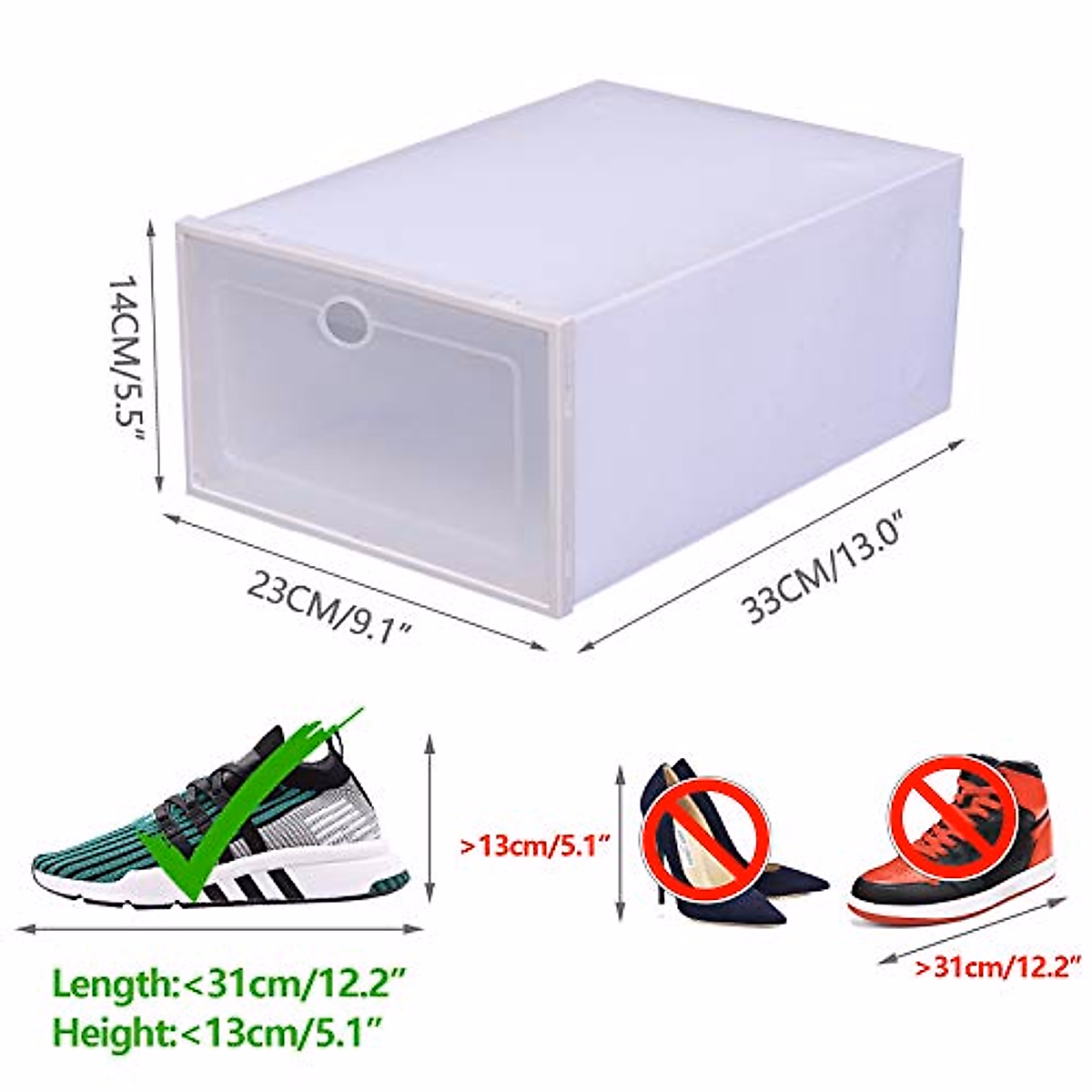 MONIPA 24 Pack Shoes Storage Boxes - Clear Plastic Foldable Stackable Shoe Organizer Containers Bins Holders for Closet Bedroom Small Space, 33x23x14 cm