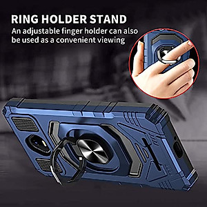 RTYJZ for SCHOK Volt SV55 Case with Tempered Glass Screen Protector, Built in 360°Adjustable Ring Kickstand [Military Grade] Protective Cover for Schok Volt SV55 (SV55216) 5.5" (Blue)